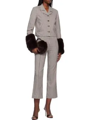 Staud Knack" Checkered Cropped Trousers - Gray