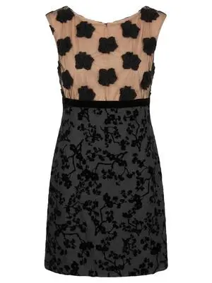 Max Mara Sleeveless Dress With Floral Appliqu - Black