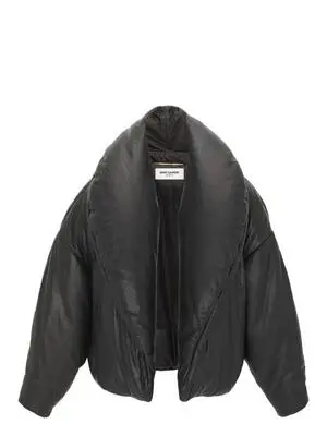 Saint Laurent Cassandre Puffer Jacket With Emblem - Black