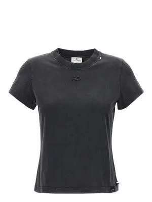 COURREGES Courrèges Distressed Crewneck T-shirt - Black