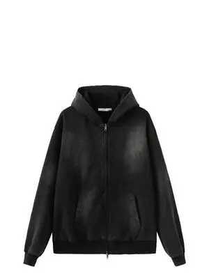 Marissa Chiara Long-sleeved Zip-up Sweatshirt With Graphic Back - Black