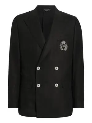 Dolce & Gabbana Heraldic Emblem Double-breasted Tailored Jacket - Black