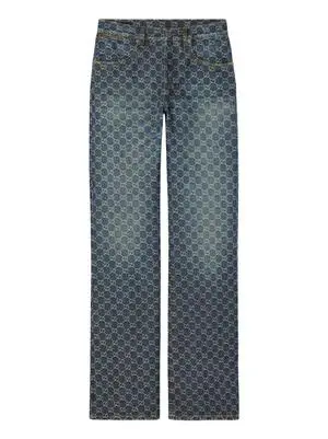 GUCCI Gucci GG Cotton Denim Jacquard Pants