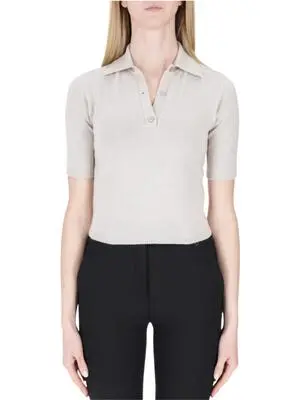 Max Mara Max Mara Short-Sleeved Wool Polo Shirt White