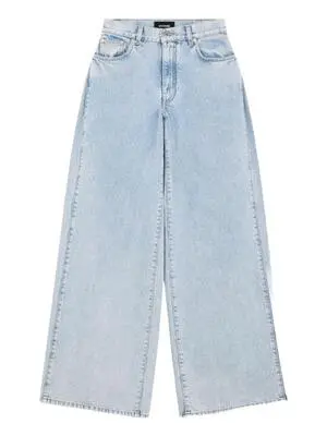 We11Done Low-rise Faded Wide-leg Denim Jeans - Sky