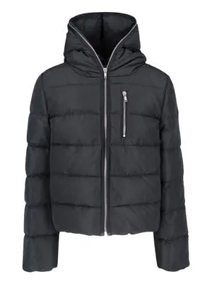 Rick Owens Down Zip-up Hooded Jacket - Black