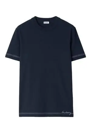 Burberry Contrast-stitching Cotton T-shirt - Dark