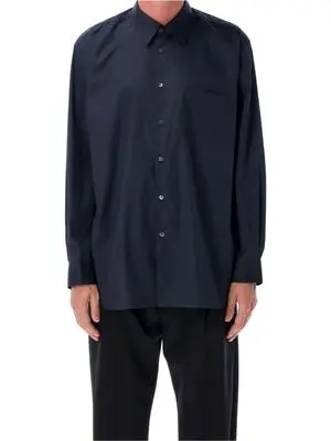 Comme Des Garçons Comme Des Garçons Shirt Curved Hem Buttoned Shirt Navy