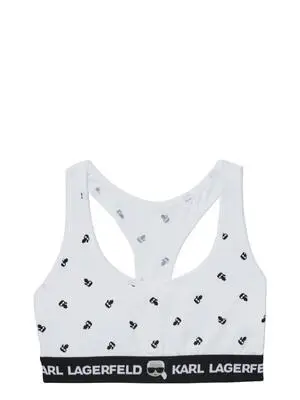 Karl Lagerfeld Ikonik Logo Bralette - White