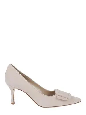 Manolo Blahnik Pointed Toe Embellished Pumps - White