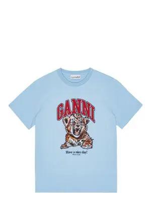 GANNI Graphic Animal Print T-shirt - Blue