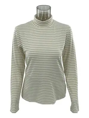 Max Mara Striped High Neck Long Sleeve Top - Gray