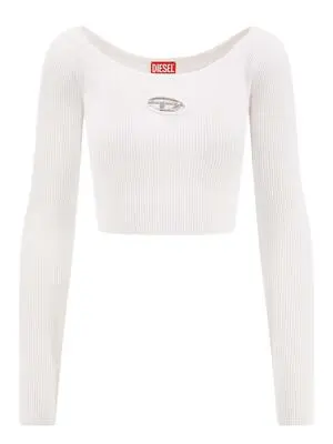 DIESEL® Diesel Ribbed Knit Off-the-Shoulder Cropped Top