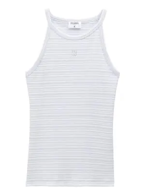Filippa K Monogram-embroidered Striped Organic Cotton Tank Top - No