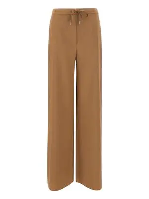 Max Mara Wide Leg Trousers With Drawstring Waist - Brown