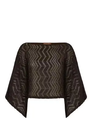 Missoni Zigzag Mesh Knit Top With Sequins - Brown