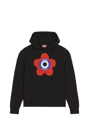 Kenzo Logo Embroidered Drop Shoulder Hoodie - Black