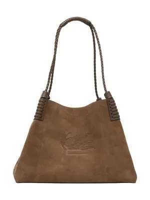 Etro Libra Braided-handle Suede Tote Bag - Green