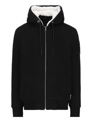 Moose Knuckles Logo Plaque Drawstring Zipped Hoodie - Black
