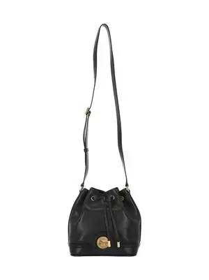 Chloé Logo Plaque Drawstring Bucket Bag - Black