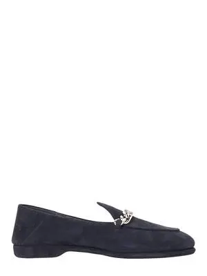 Miu Miu Round Toe Loafers With Chain Detail - Navy Blue