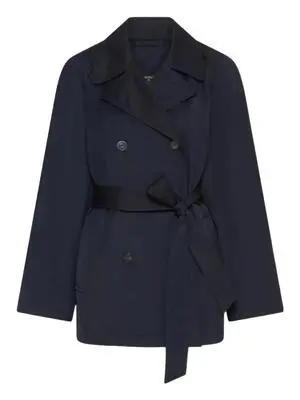 Marella Technical Cotton Trench Coat - Navy Blue