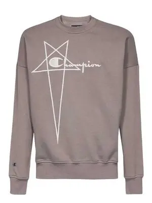 Rick Owens Champion Embroidered Logo Organic Cotton Jumper - Gray