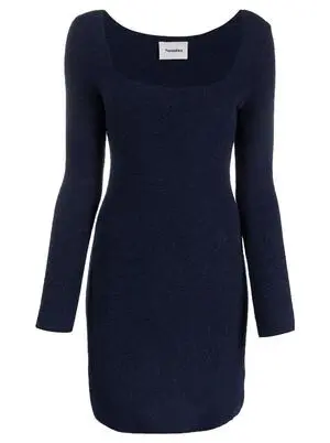 Nanushka Leah Square Neck Knitted Dress - Black
