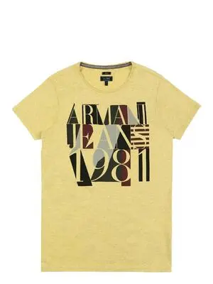 Emporio Armani Round Collar Printed T-shirt - Yellow