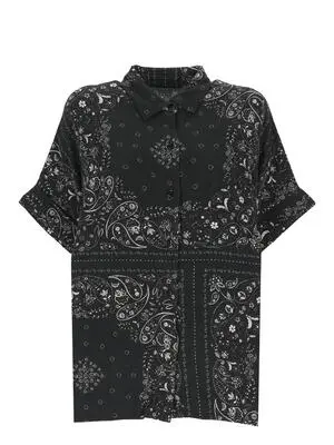 Majestic Filatures Bandana Print Short Sleeve Shirt - Black