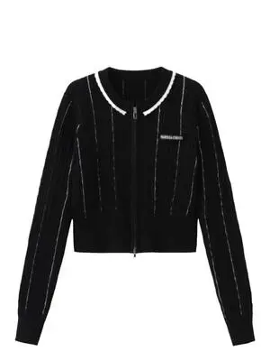 Marissa Chiara Long Sleeve Knitted Cardigan With Zip Closure - Black