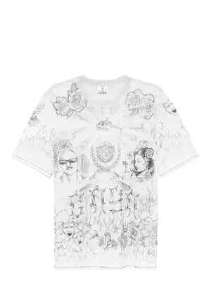Casablanca Tattoo Print Mesh T-shirt - Light Gray