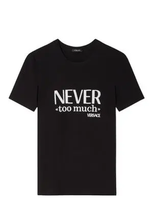 Versace Slogan Print Crewneck T-shirt - Black