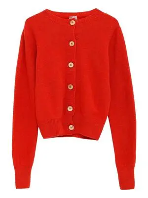 BASERANGE Long-sleeved Cardigan With Button Closure - Red