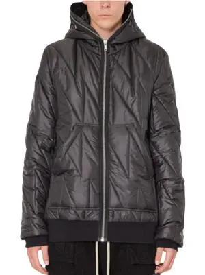 Rick Owens Quilted Hooded Zip-up Jacket - Black