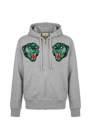 Gucci Hooded Zipper Sweater - Gray