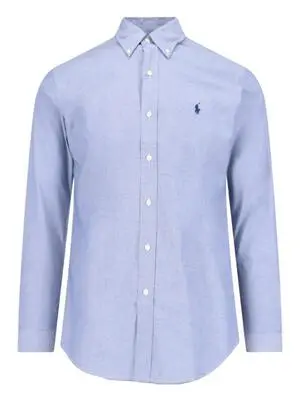 Polo Ralph Lauren Logo Embroidered Long-sleeved Shirt - Blue