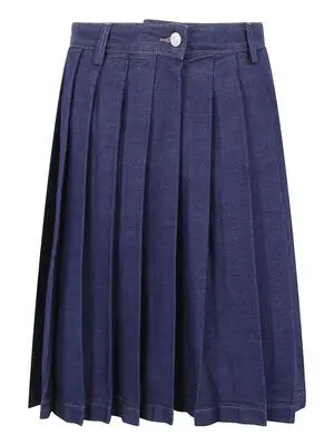 7 For All Mankind Pleated Denim Skirt - Blue