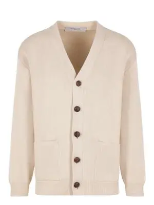 GOLDEN GOOSE Long-sleeved V-neck Knitwear - Nude