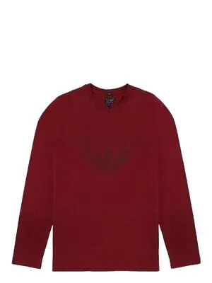 Emporio Armani T-shirt With Round Neck And Long Sleeves - Red