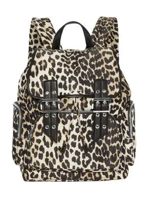 GANNI Print Buckle Backpack - Leopard