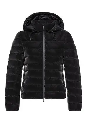 Moncler Logo Patch Quilted Hooded Jacket - Black