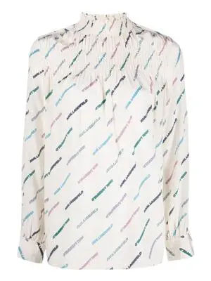 Karl Lagerfeld Logo-print High-neck Blouse - White