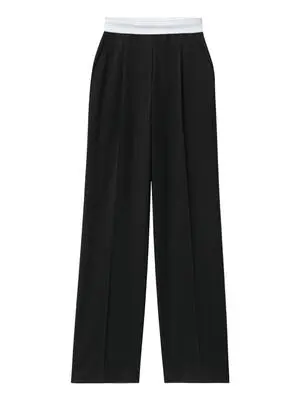 Alexander Wang High-waisted Pleated Trousers With Logo Elastic Waistband - Black