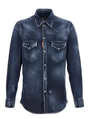 Dsquared2 Fashion Western Shirt - Blue