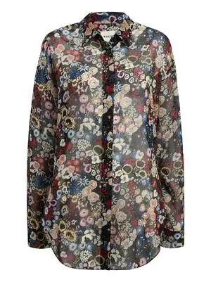 Khaite Khaite Goya Floral Printed Buttoned Shirt Gray