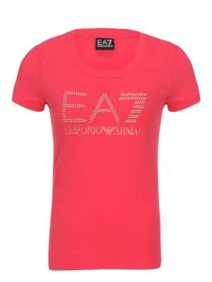 Emporio Armani Round Neck Short Sleeve T-shirt With Logo Detail - Red