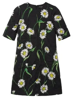 DOLCE & GABBANA Dolce & Gabbana Black Floral Print Short Sleeve Dress