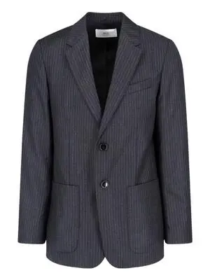 Ami Pinstriped Single-breasted Tailored Blazer - Black