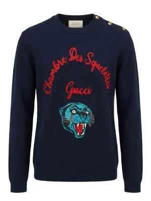 Gucci Tiger Emblem Knit Sweater - Black